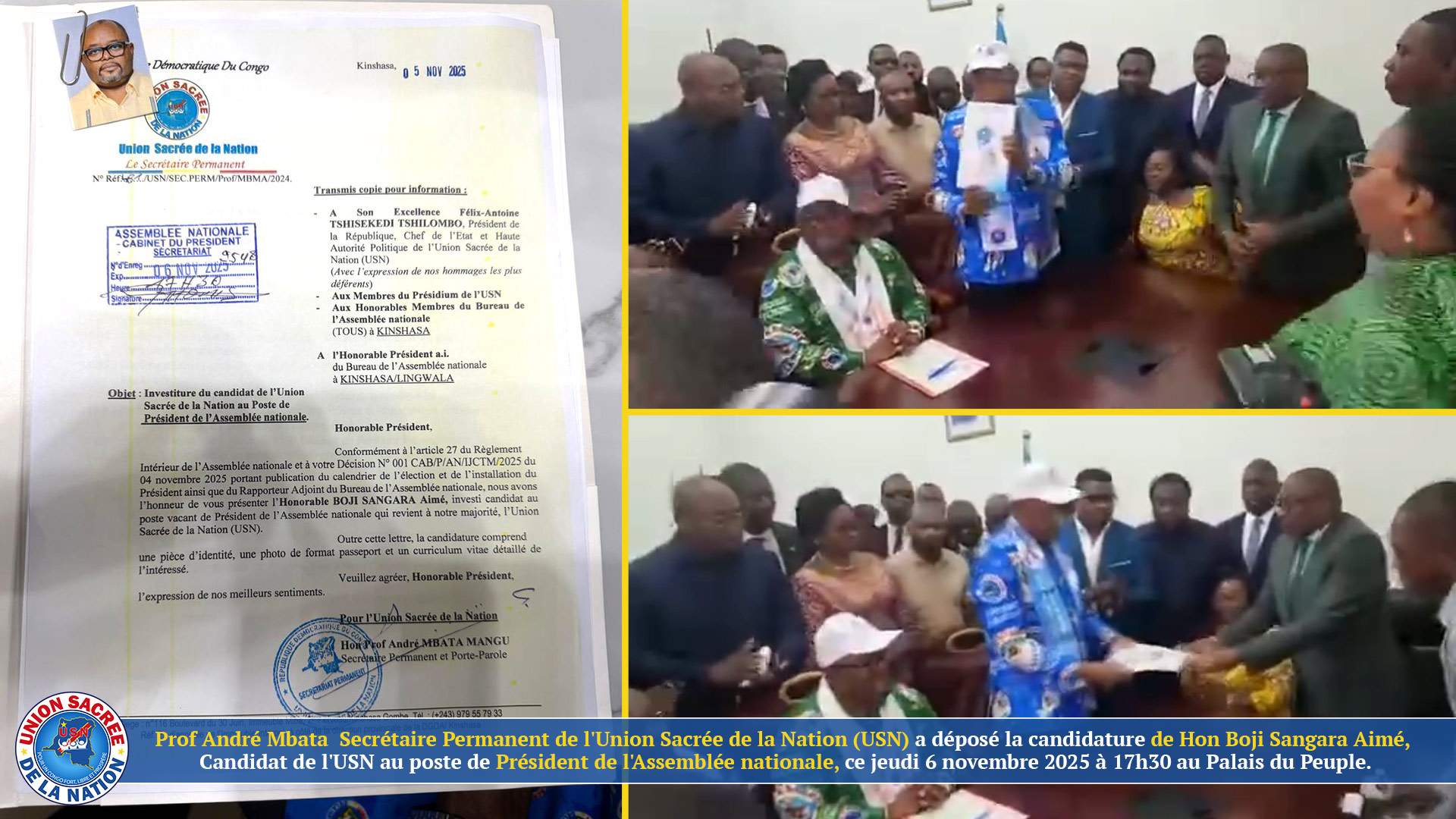 Prof André Mbata, Secrétaire Permanent de l'Union Sacrée de la Nation a ...